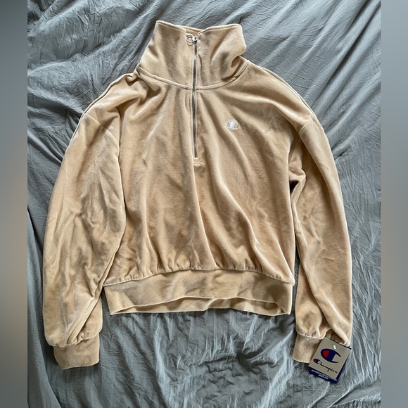 Champion | Sweaters | Nwt Velour Quarter Zip Champion Pullover | Poshmark